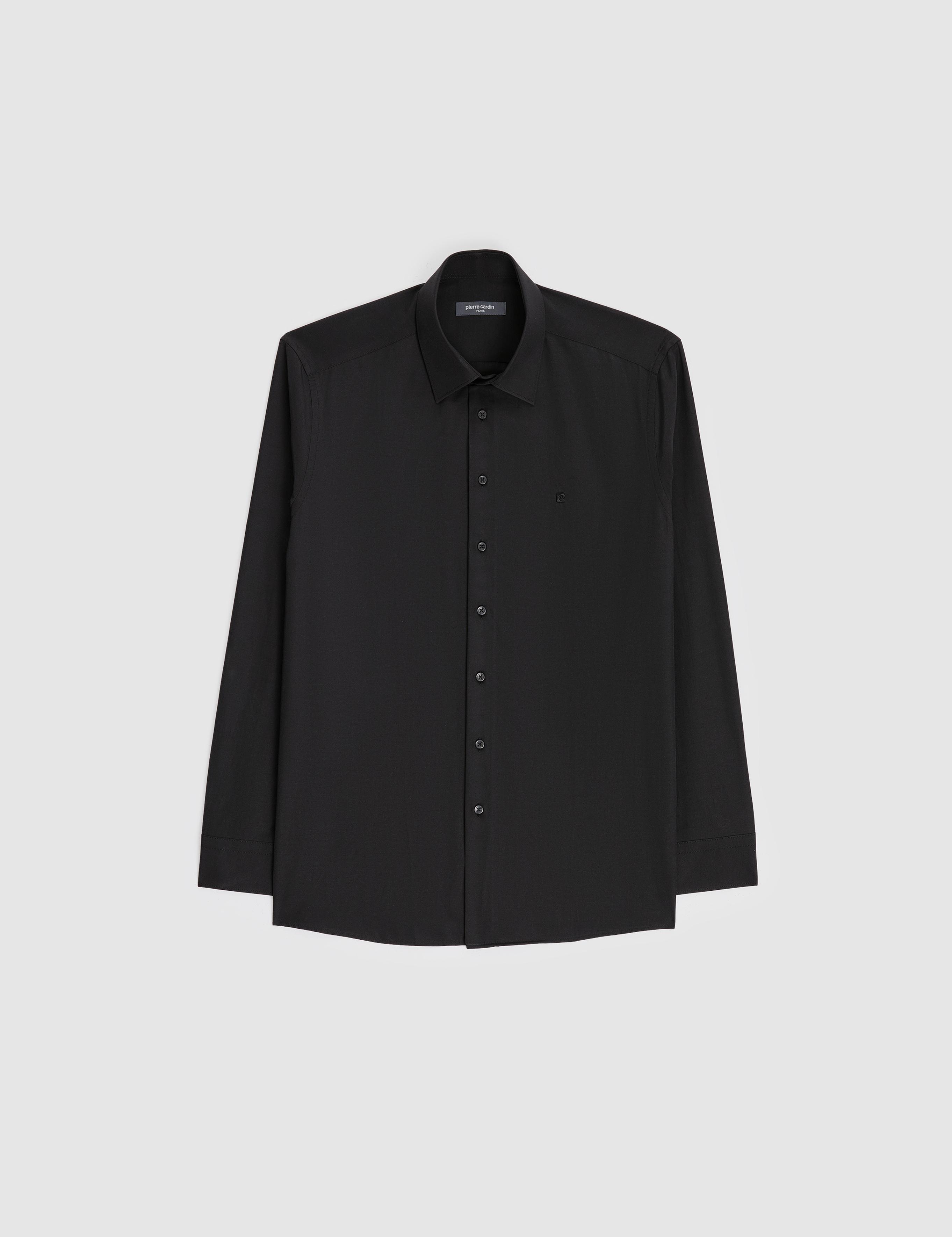 Siyah Regular Fit Uzun Kollu Basic Gömlek | 50325337019 - Pierre Cardin